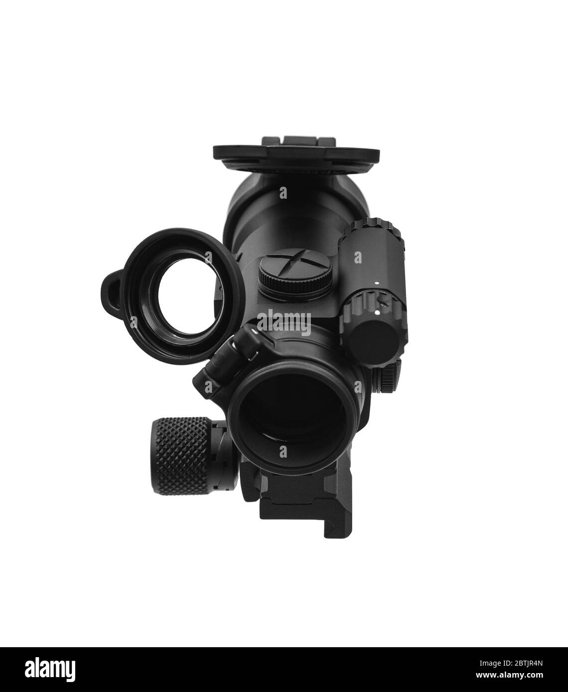 modern black optical scope for weapon isolated on white. sight scope ...