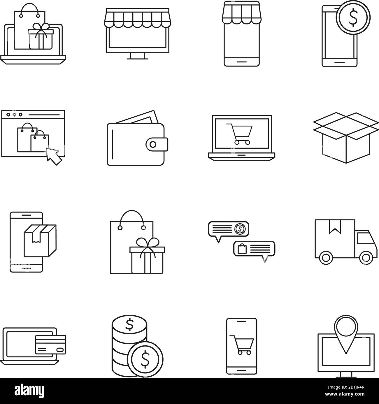 Shopping online line style icon set vector design Stock Vector Image ...