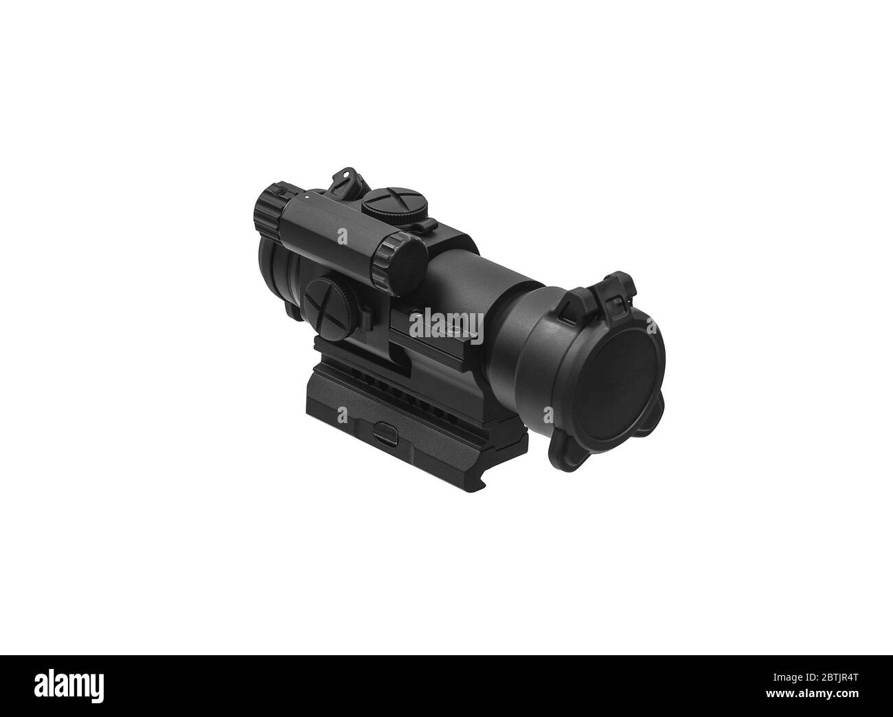 modern black optical scope for weapon isolated on white. sight scope ...