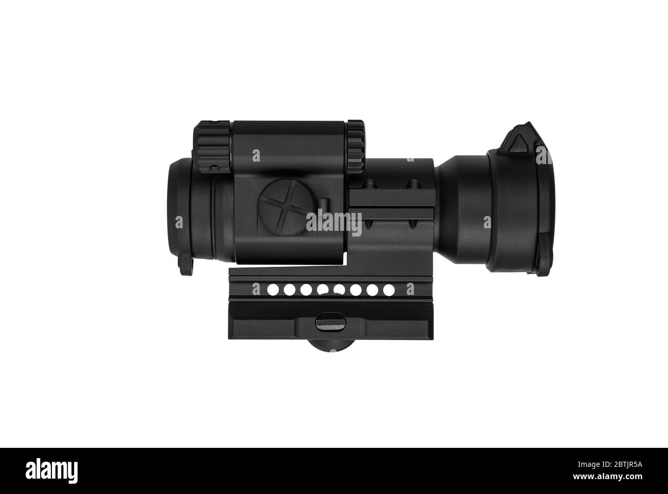 modern black optical scope for weapon isolated on white. sight scope ...