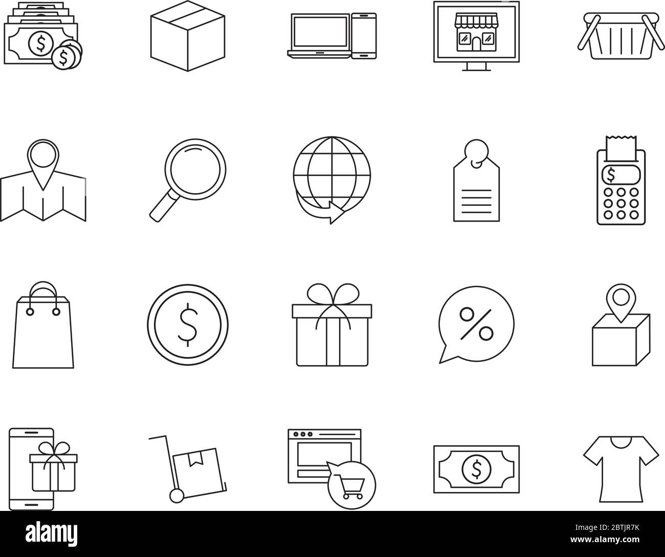 Shopping online line style icon set vector design Stock Vector Image ...