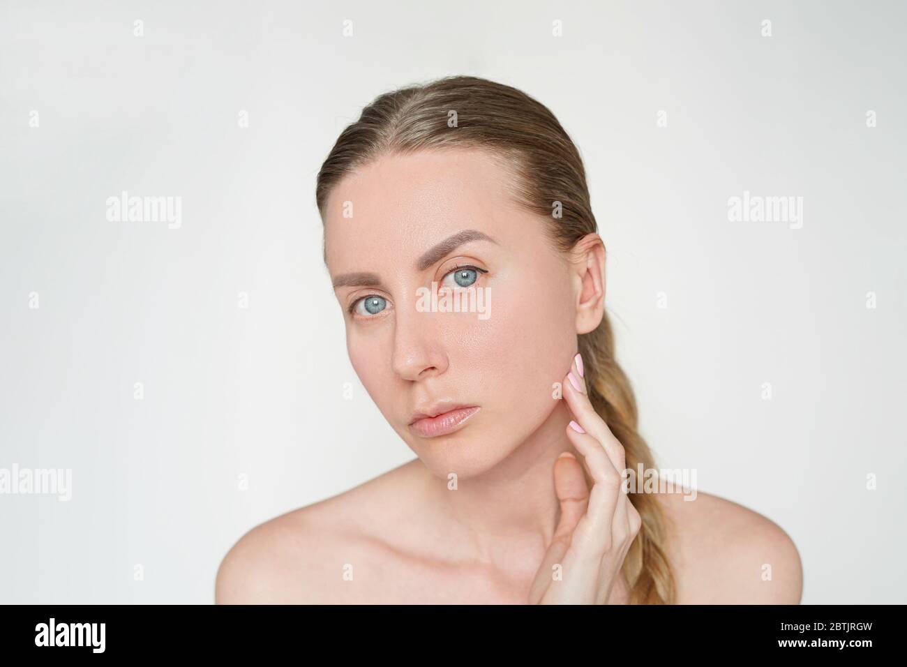 Beauty portrait of beautiful young caucasian woman without makeup ...