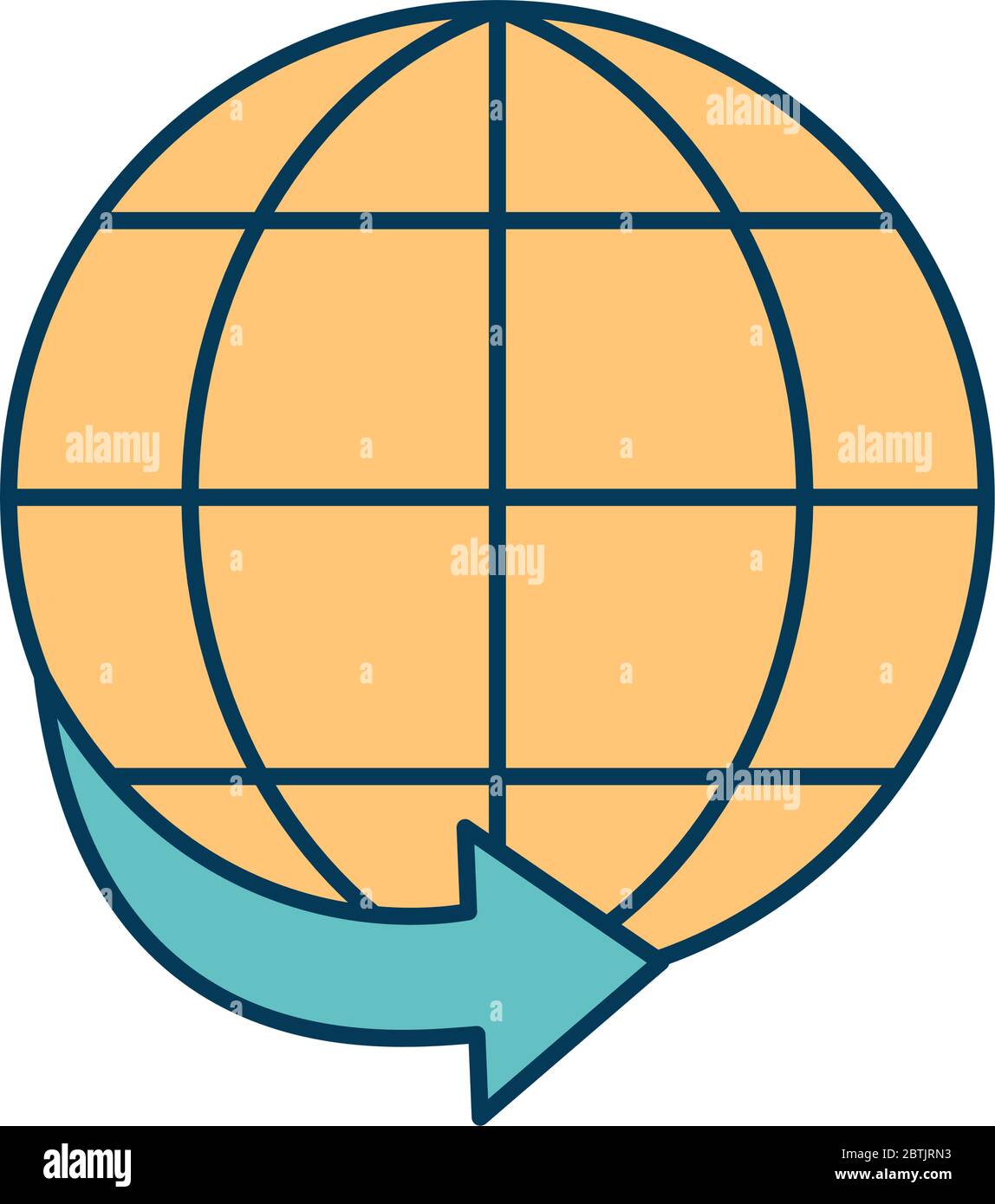 Global sphere with arrow line and fill style icon vector design Stock ...