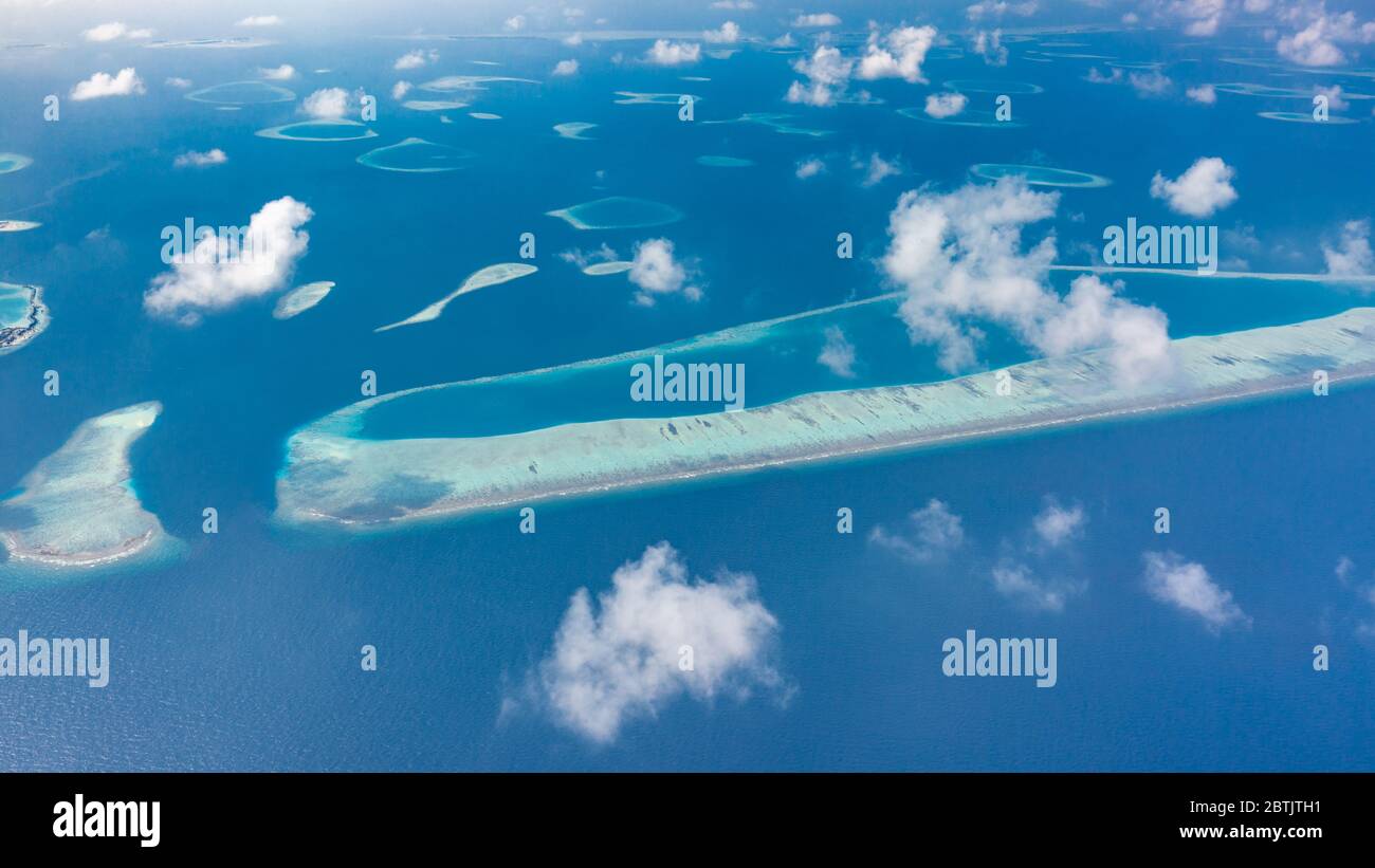 Aerial view of Maldives atolls is the world top beauty. Maldives ...