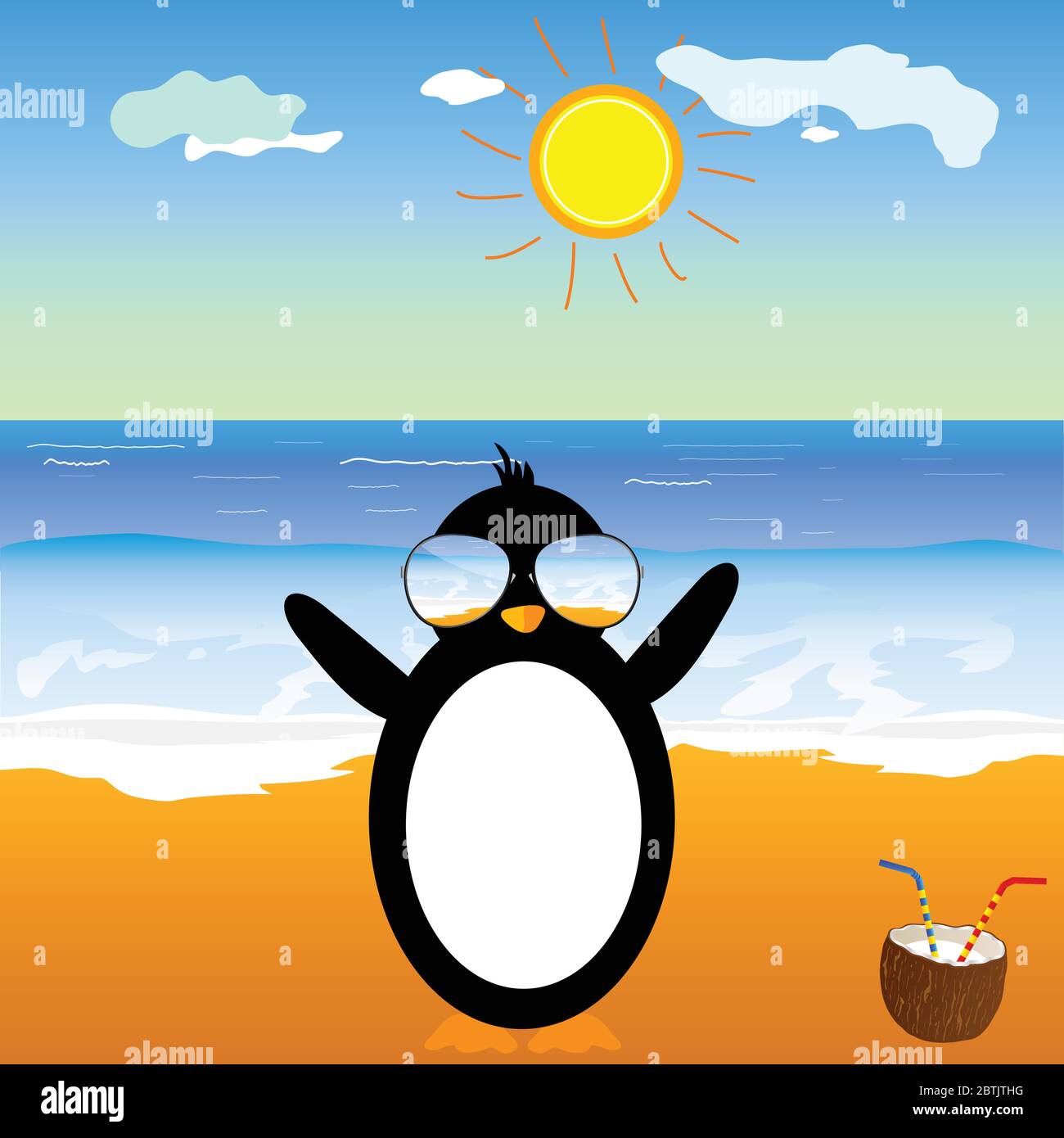 Penguin on beach Stock Vector Images - Alamy