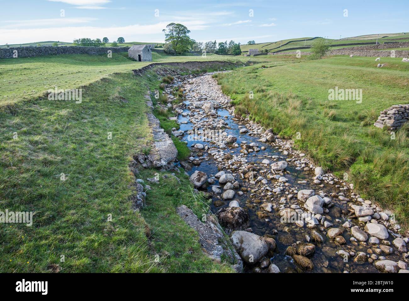 Long Preston Beck at low water levels Stock Photo - Alamy