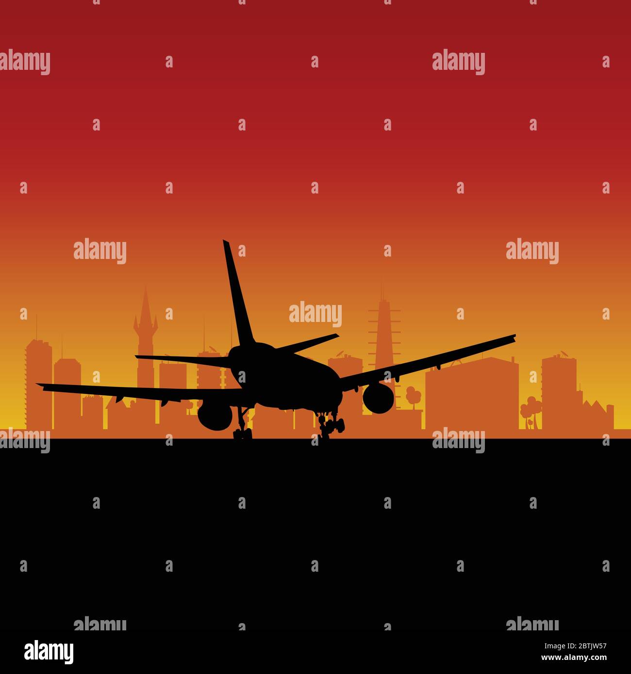 plane lands color vector illustration Stock Vector Image & Art - Alamy