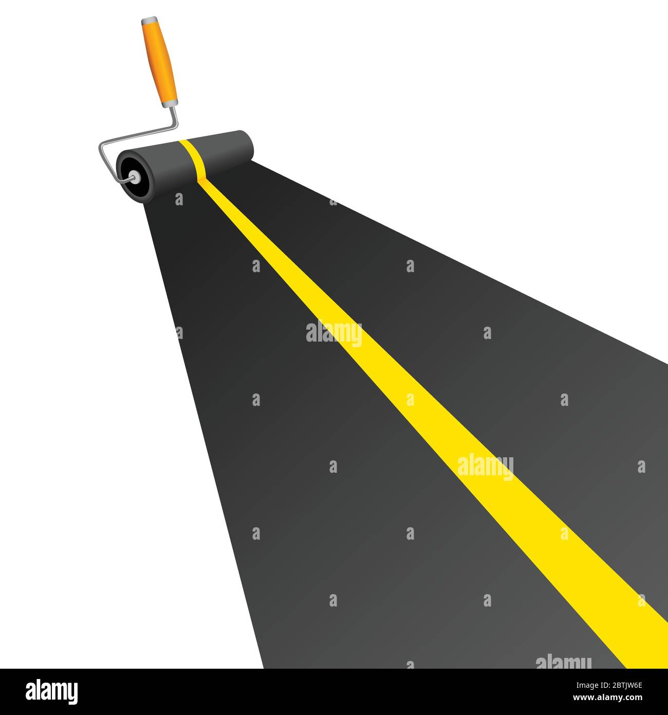 roller painting road with yellow line vector illustration Stock Vector ...