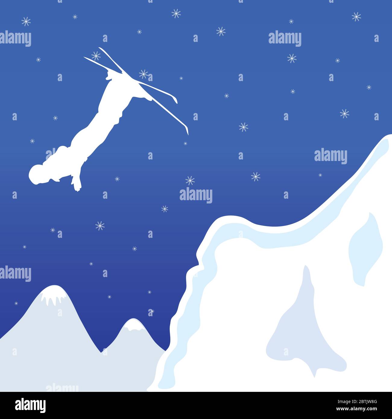 skiing vector illustration on a color background Stock Vector Image ...