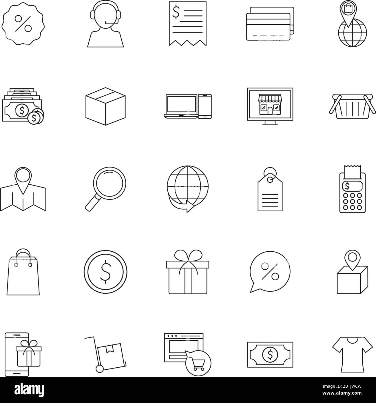 Shopping online line style icon set vector design Stock Vector Image ...