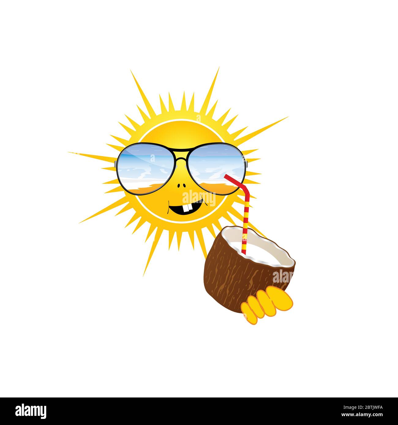 sun drink coconut milk vector illustration part two Stock Vector Image ...