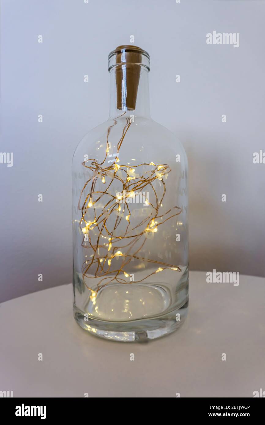 decoration lights in glass bottle Stock Photo - Alamy