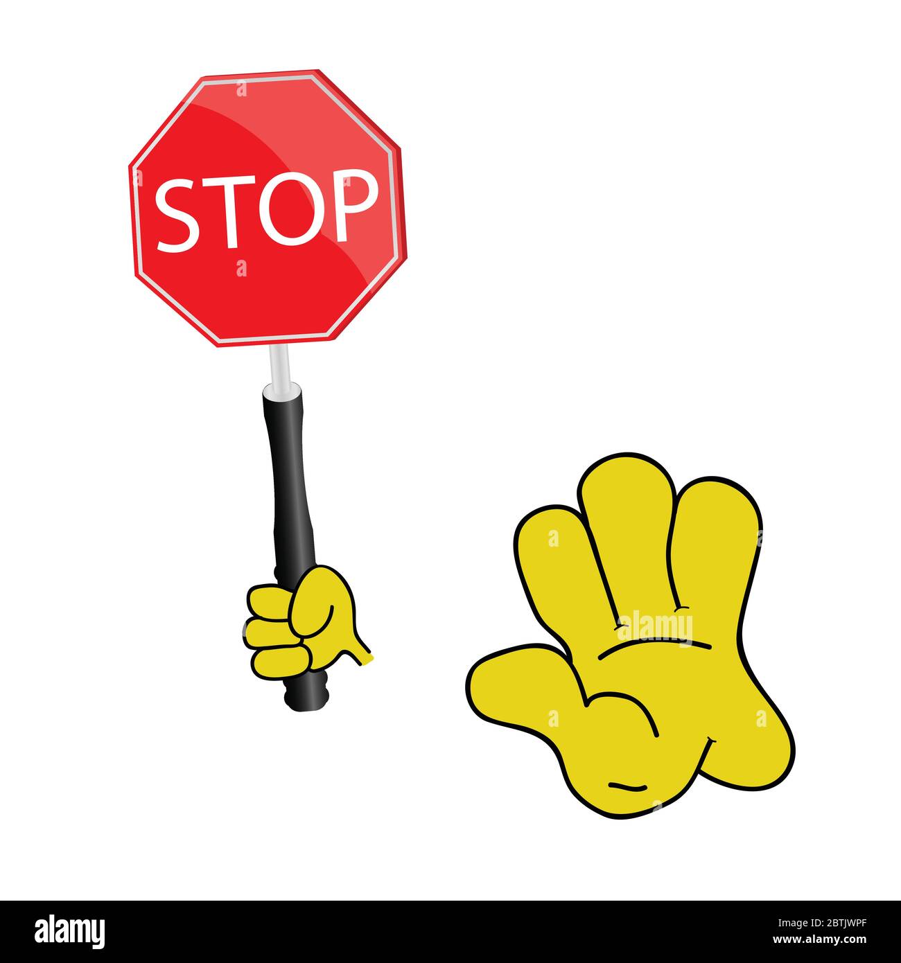 stop sign with yellow hand vector illustration Stock Vector Image & Art ...