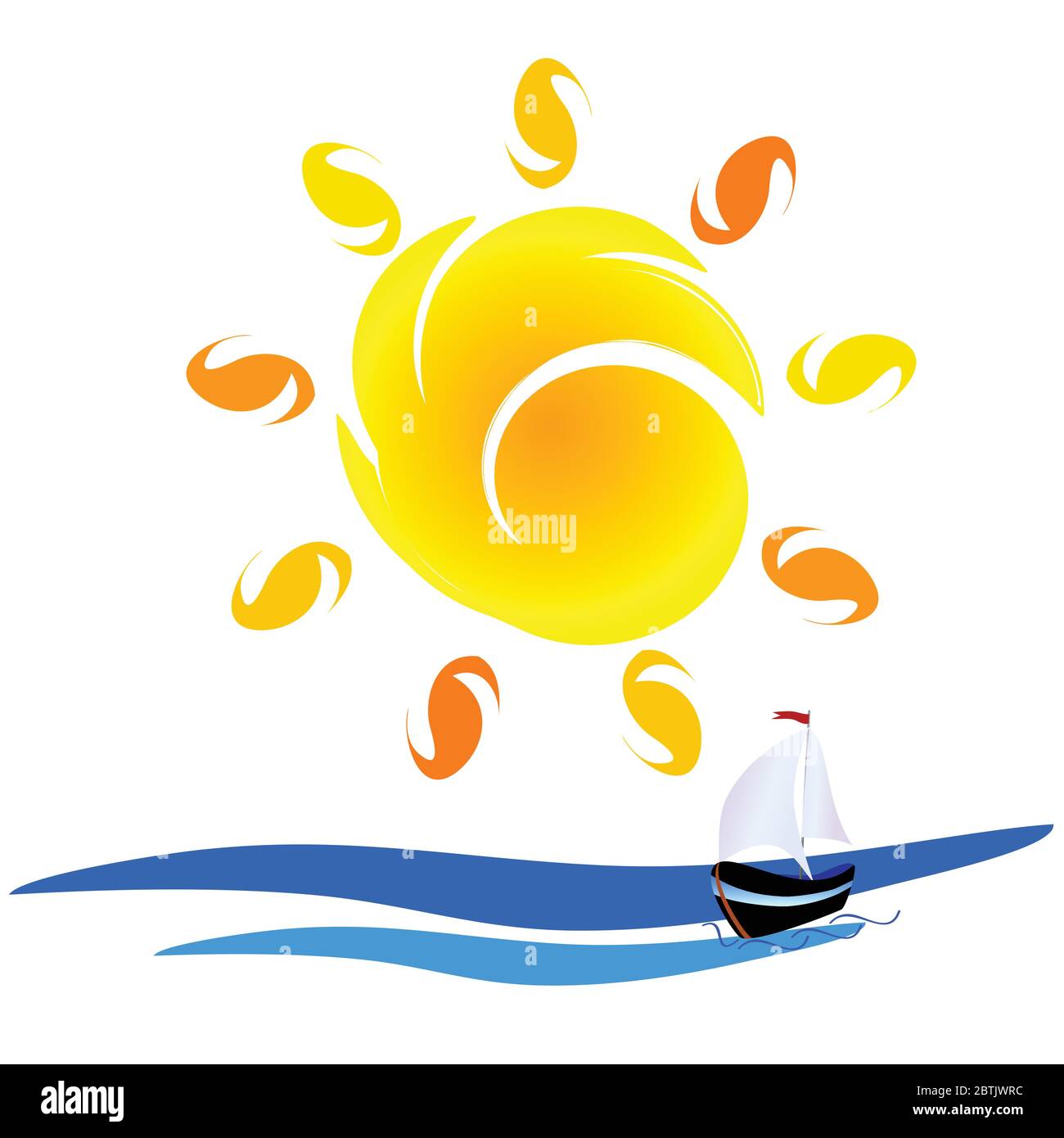 Boat on sea sunrise Stock Vector Images - Alamy