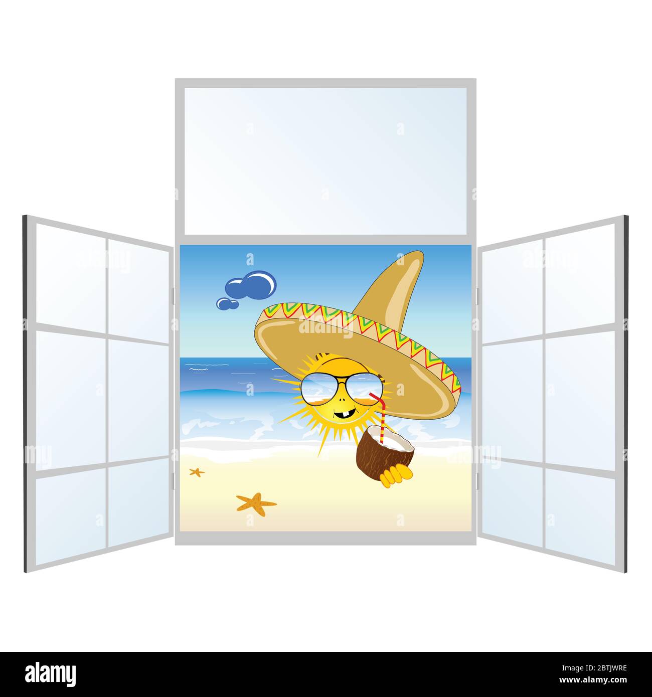 sun on the beach and window vector illustration Stock Vector Image ...