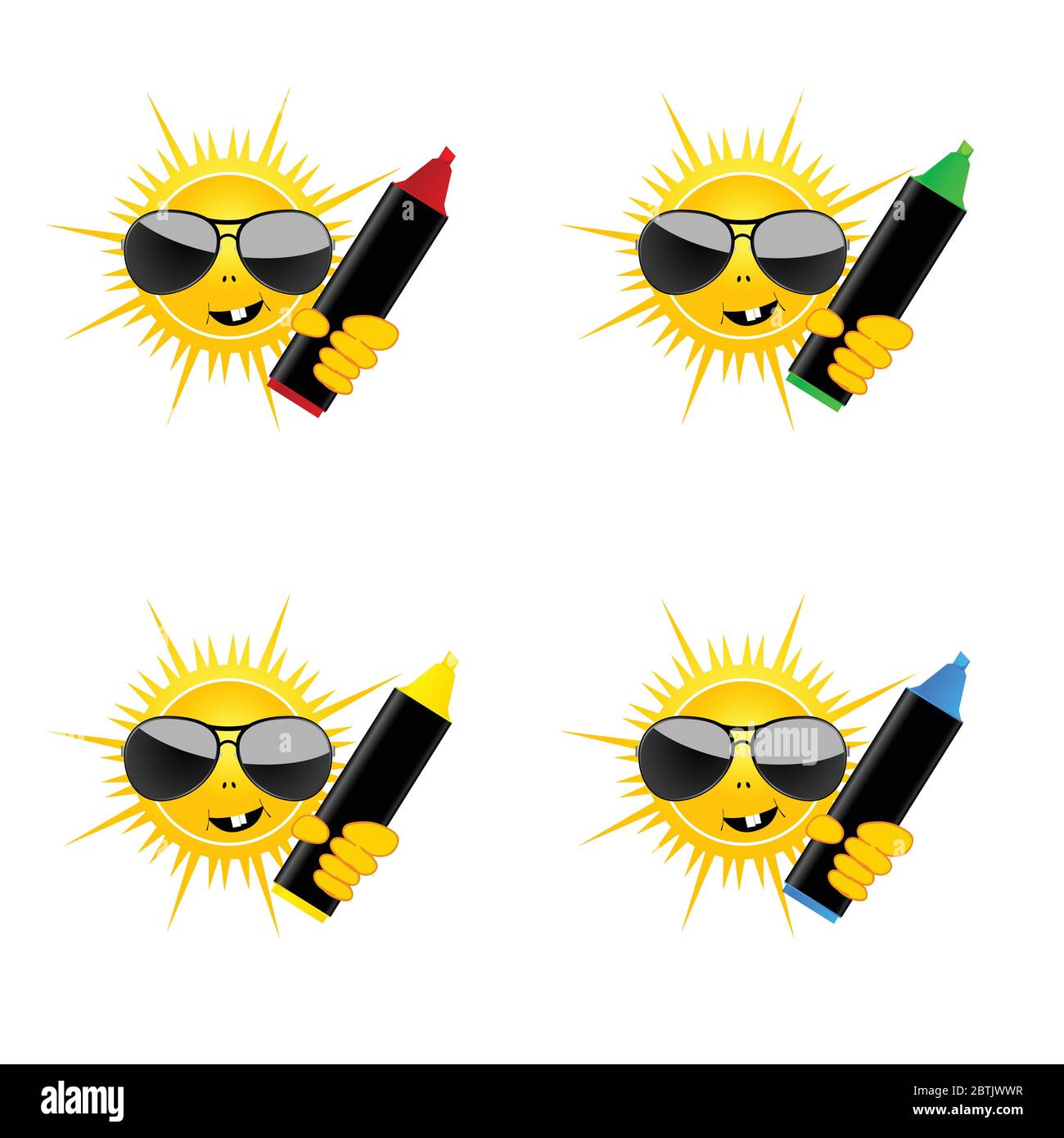 sun with marker vector illustration on a color Stock Vector Image & Art ...