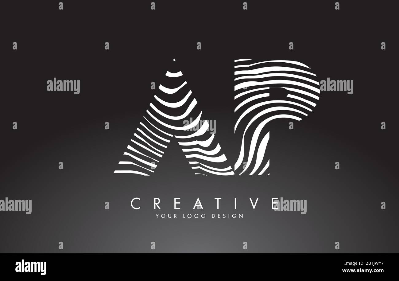 AP a p Letters Logo Design with Fingerprint, black and white wood or ...