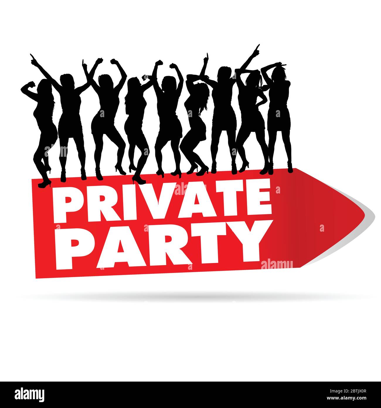 sign for private party with girl silhouette vector Stock Vector Image ...