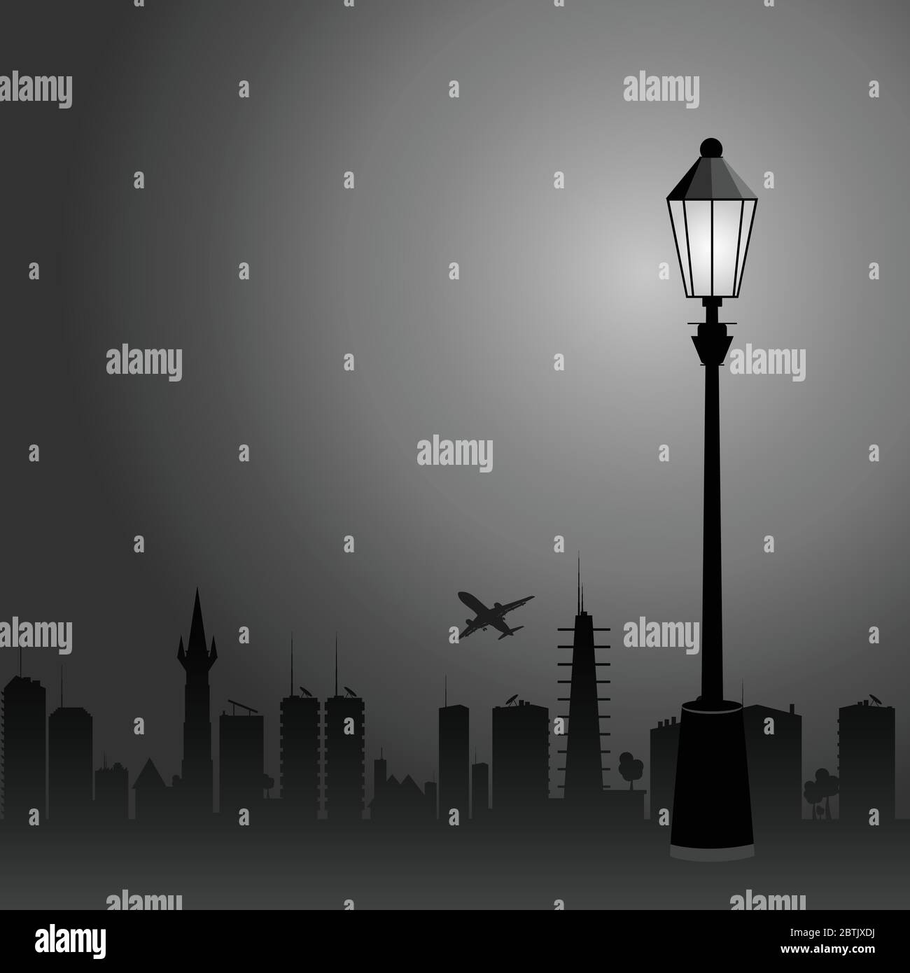 street lights and the city color vector illustration Stock Vector Image ...