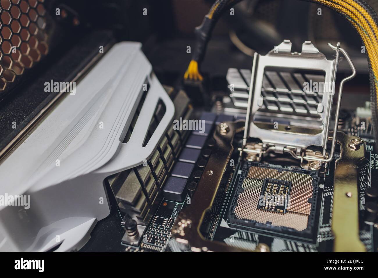 Empty cpu processor socket on a computer motherboard with pins visible Stock Photo - Alamy