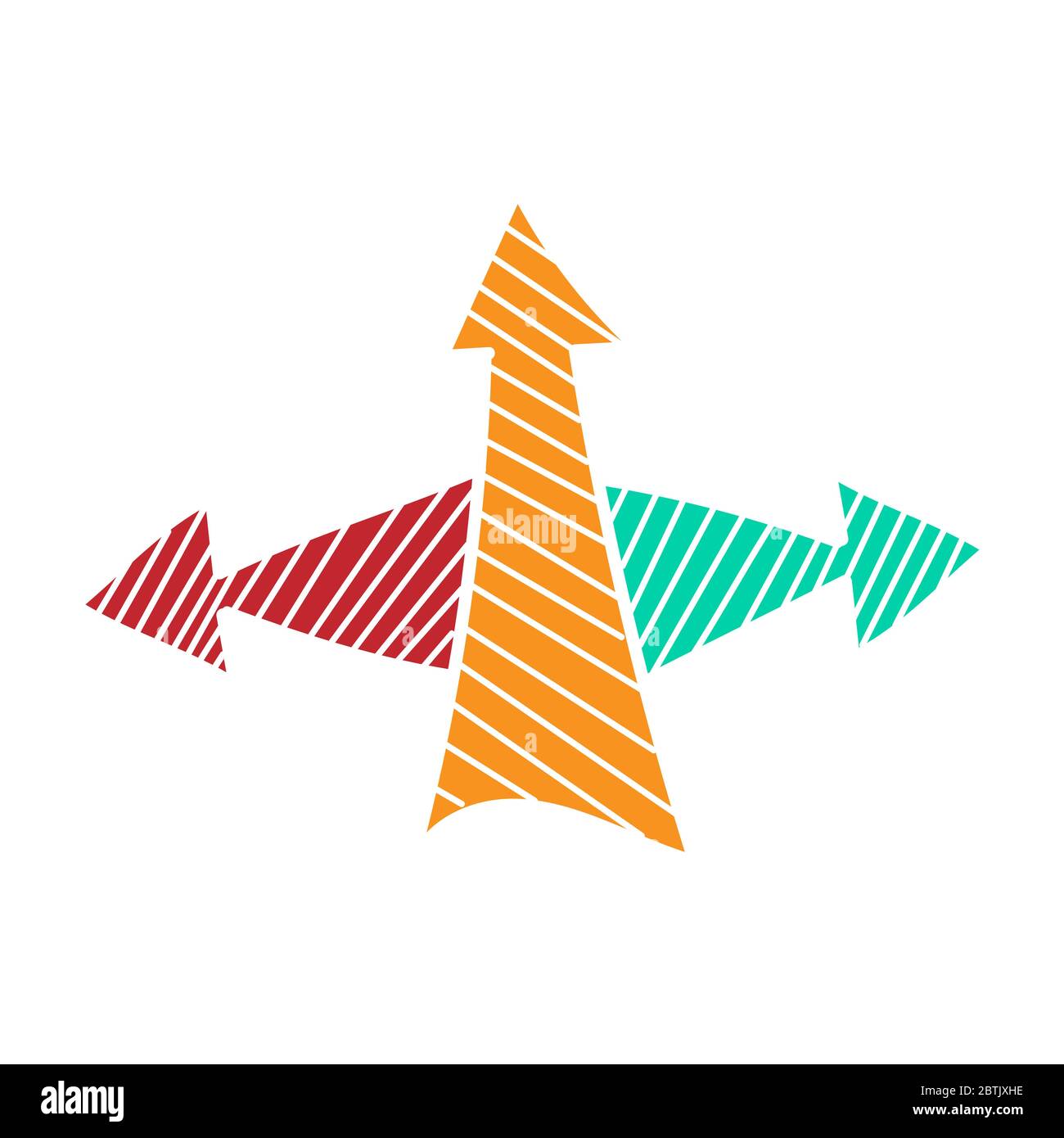 triple color arrow. Vector drawing in the Doodle style, isolated on a ...