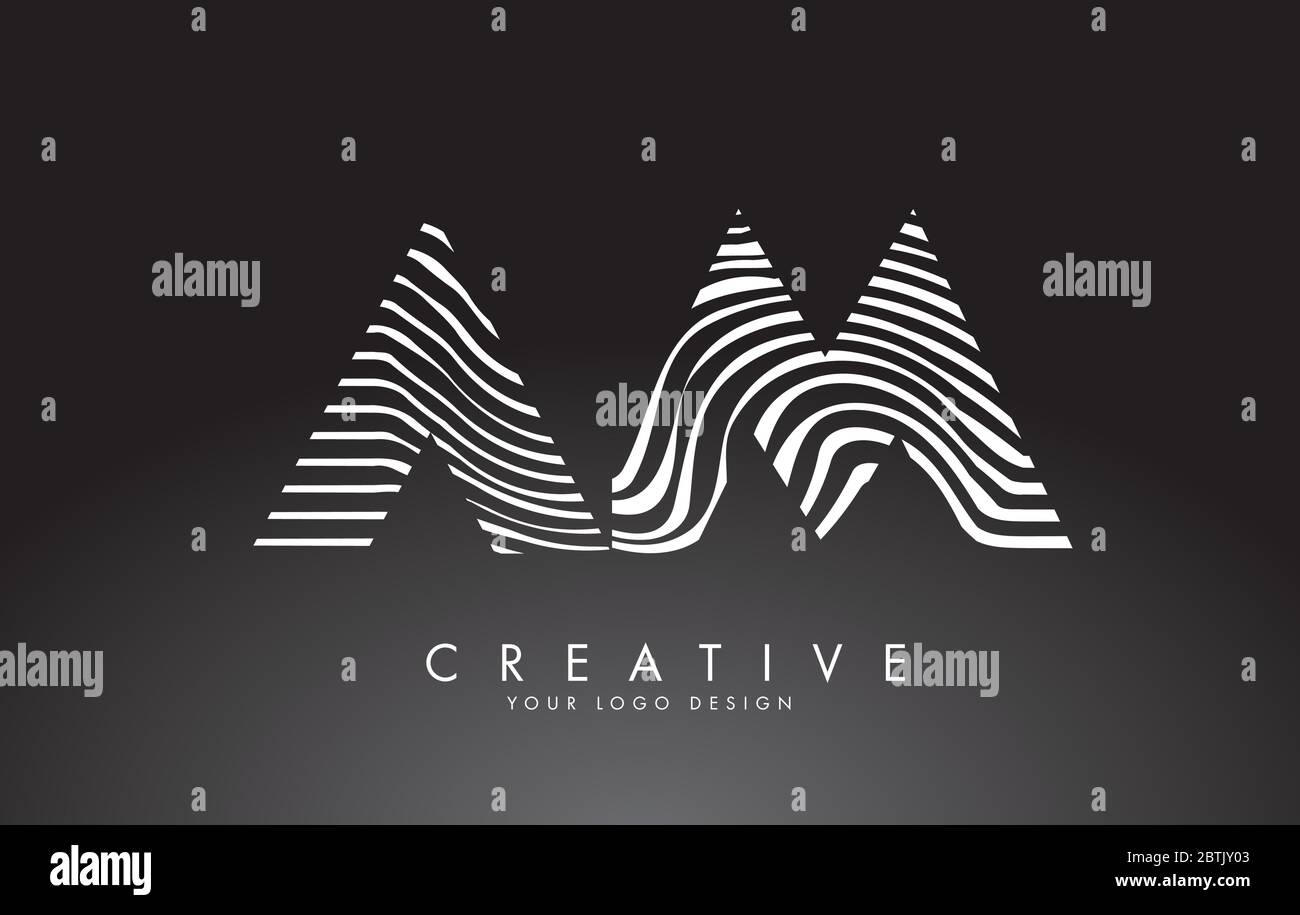 AM a m Letters Logo Design with Fingerprint, black and white wood or ...