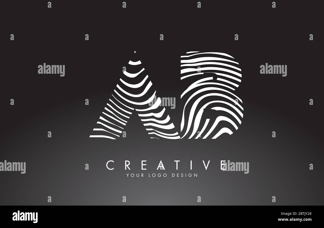 AB a b Letters Logo Design with Fingerprint, black and white wood or ...