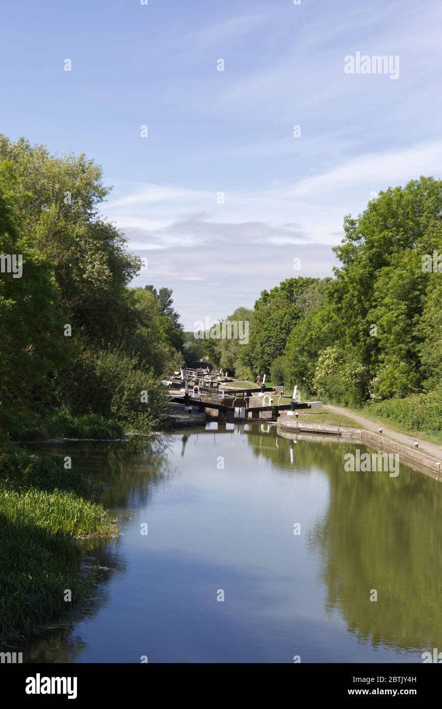 Stockton Locks, a flight of ten locks on the Warwick and Napton, Grand ...