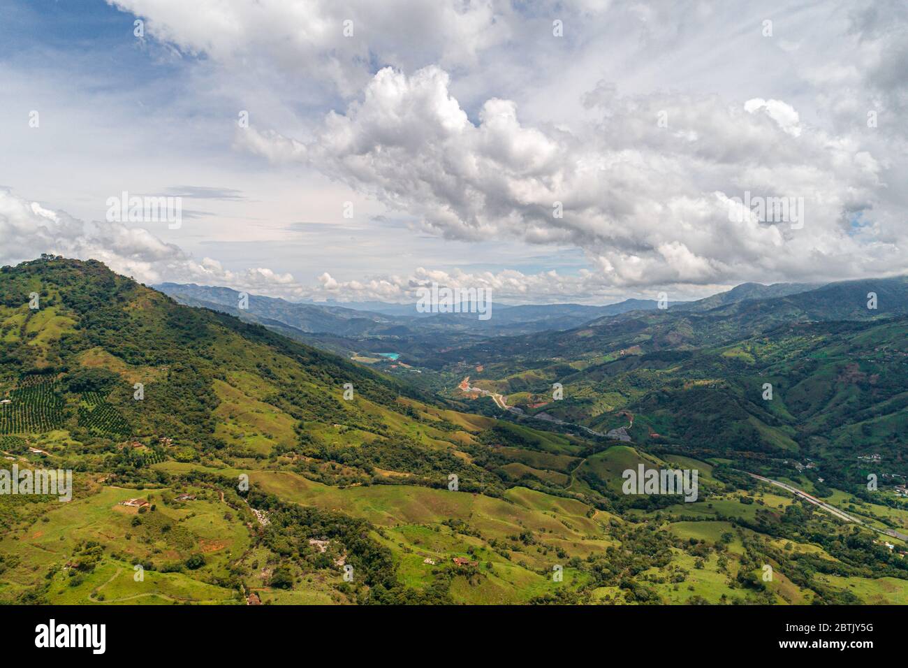 Aerial view of the very beautiful Colombian mountains landscapes ...