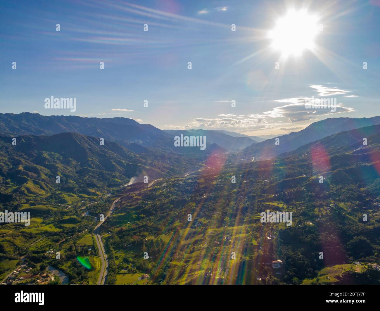 Aerial view of the very beautiful Colombian mountains landscapes ...