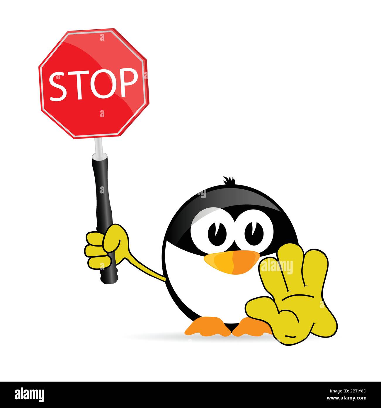 sweet and cute penguin with sign stop vector Stock Vector Image & Art ...