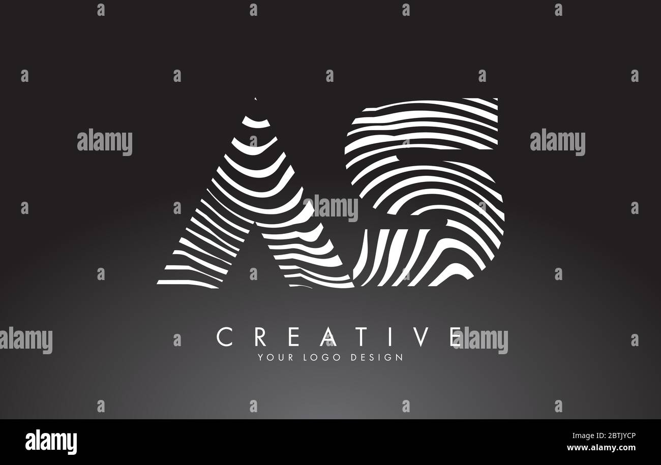 AS a s Letters Logo Design with Fingerprint, black and white wood or ...