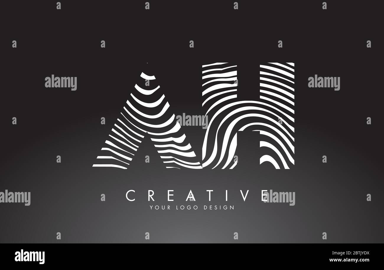 AH a h Letters Logo Design with Fingerprint, black and white wood or ...