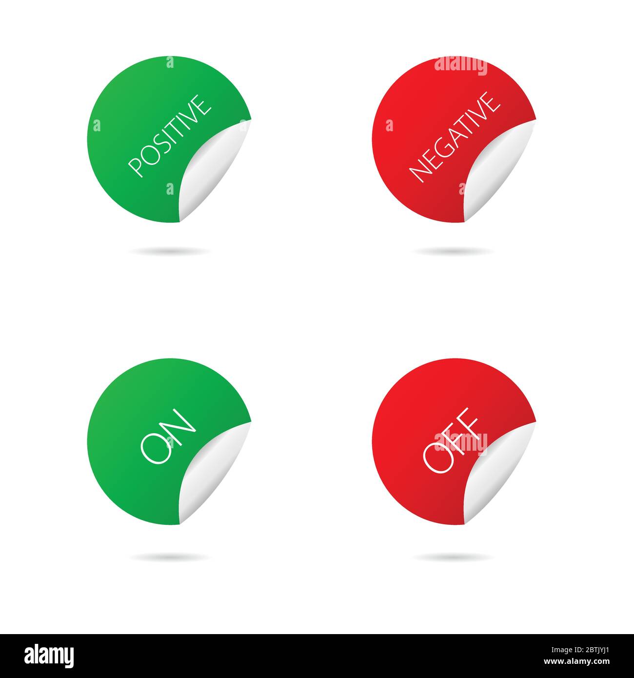positive and negative circle sticker color vector illustration Stock ...