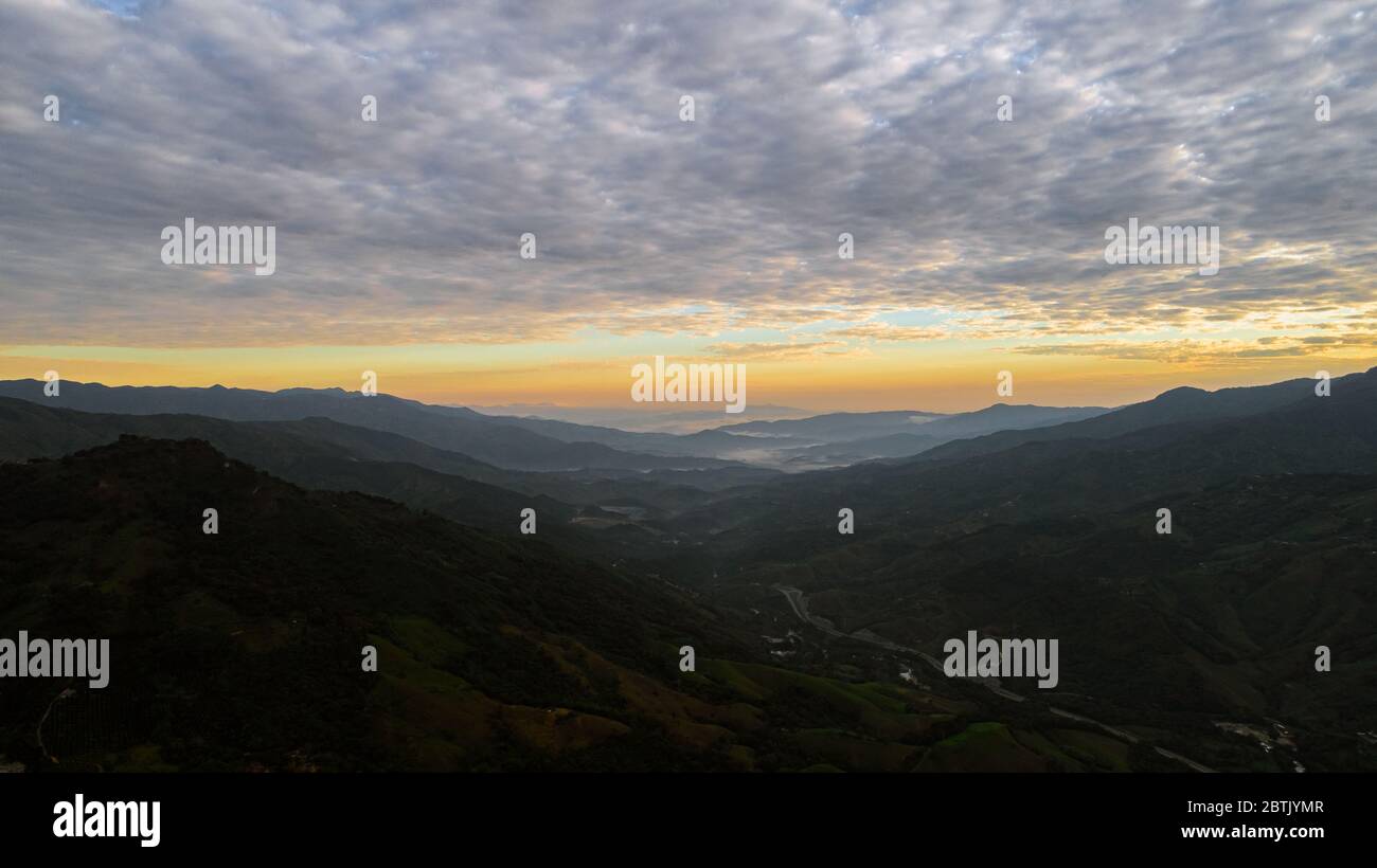 Aerial view of the very beautiful Colombian mountains landscapes ...
