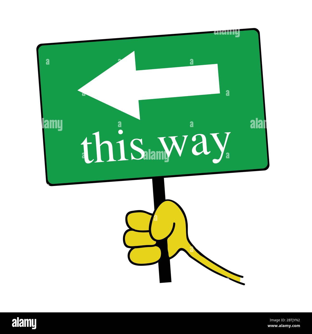 this way signboard with hand color vector illustration Stock Vector ...