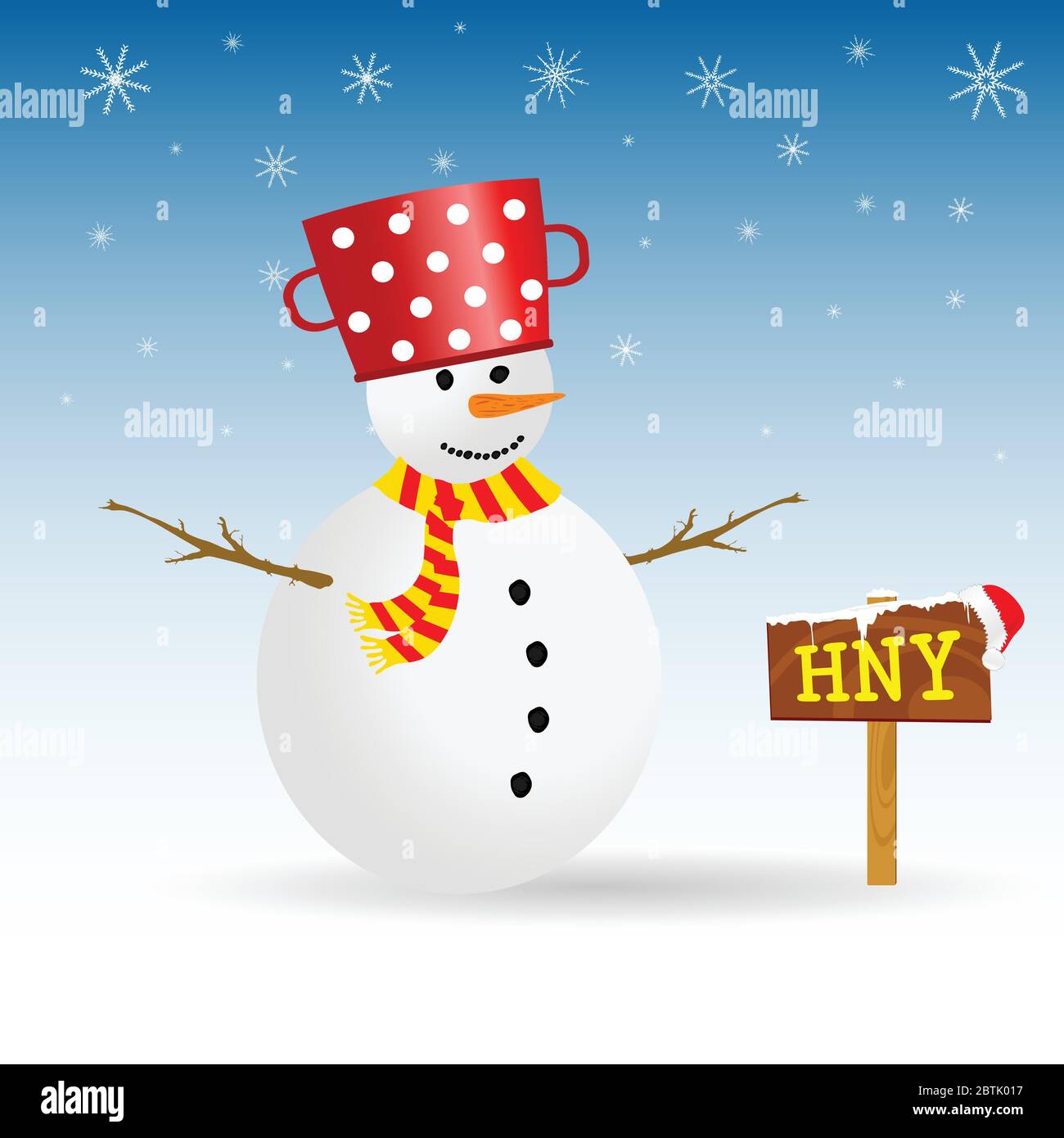 snowman with red hat and wooden sign vector Stock Vector Image & Art ...