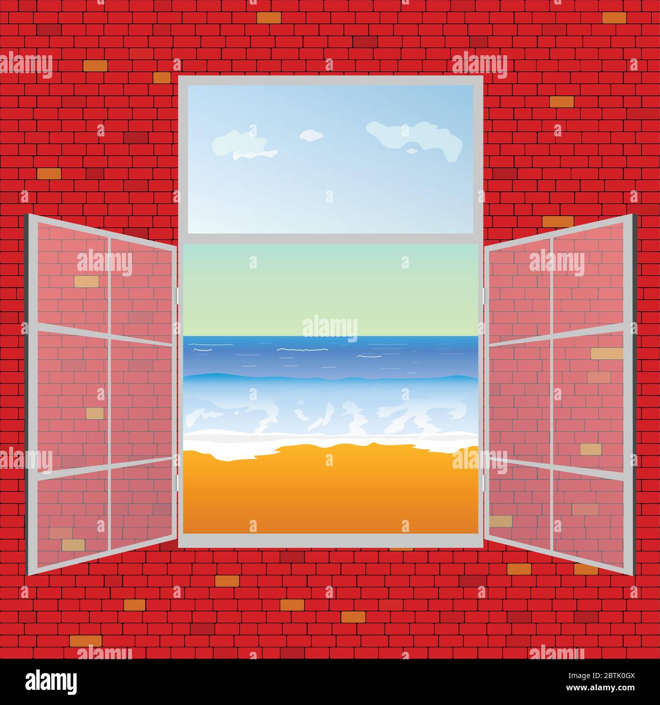 view on the beach from window vector illustration Stock Vector Image ...