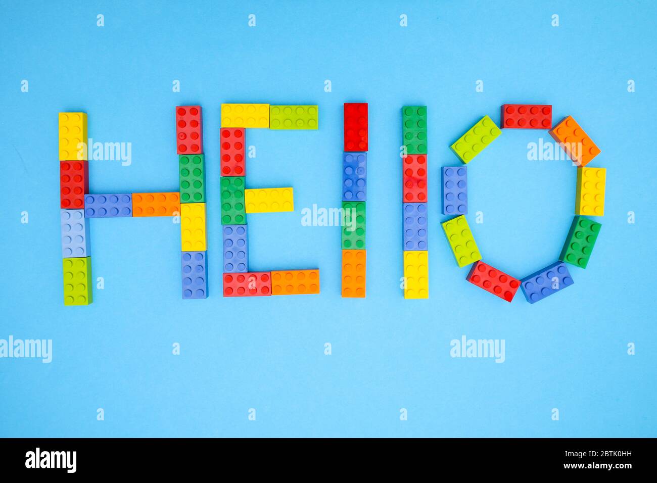 Hello written with colorful bricks Stock Photo - Alamy