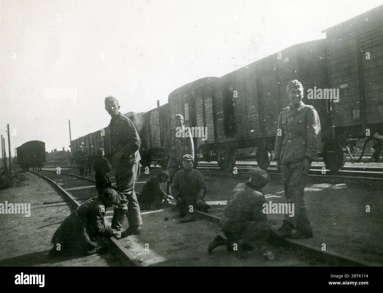 Second World War / WWII, German train in a railway station, probably ...