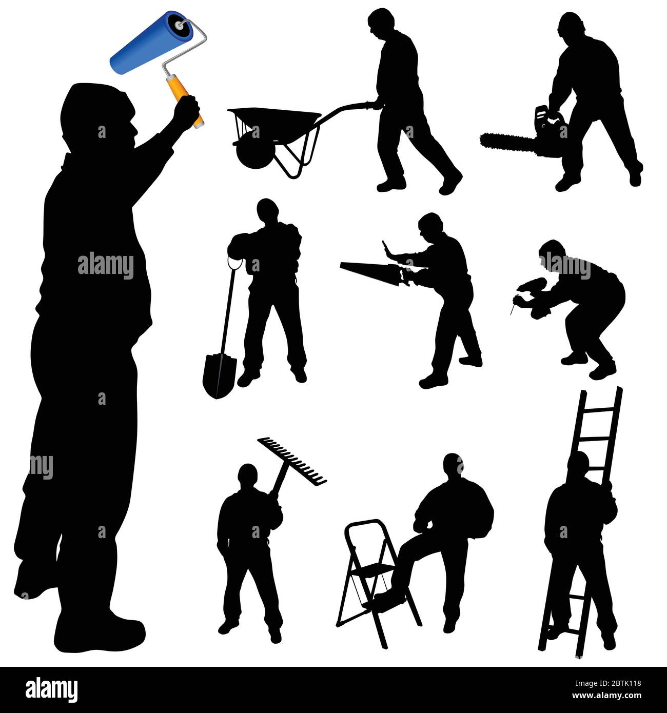 workers in various trades and tools vector illustration Stock Vector ...