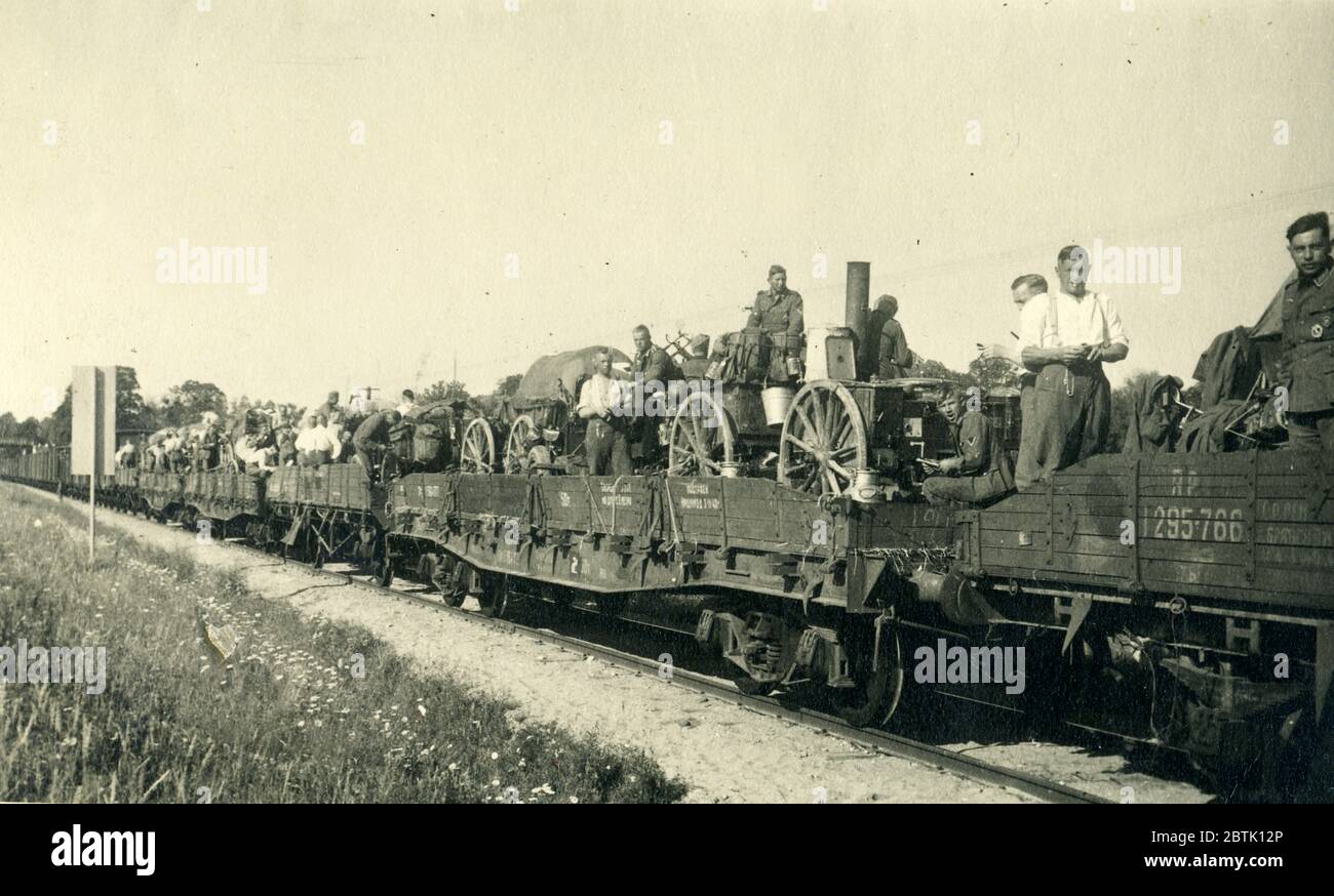 Second World War / WWII, German train in a railway station, probably ...