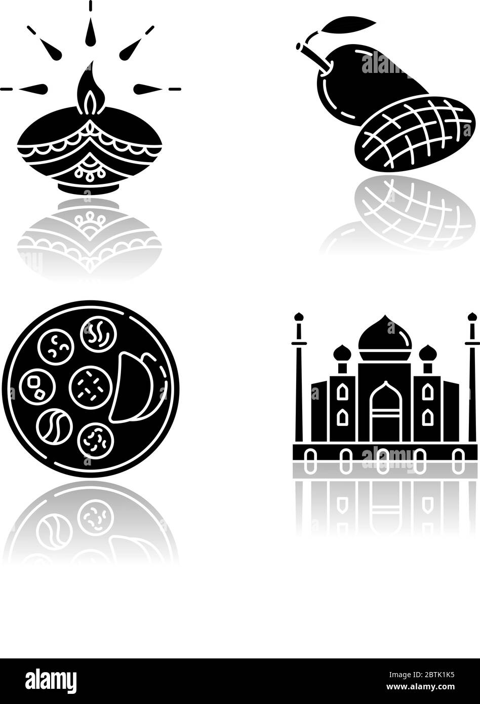 Indian culture drop shadow black glyph icons set Stock Vector Image ...