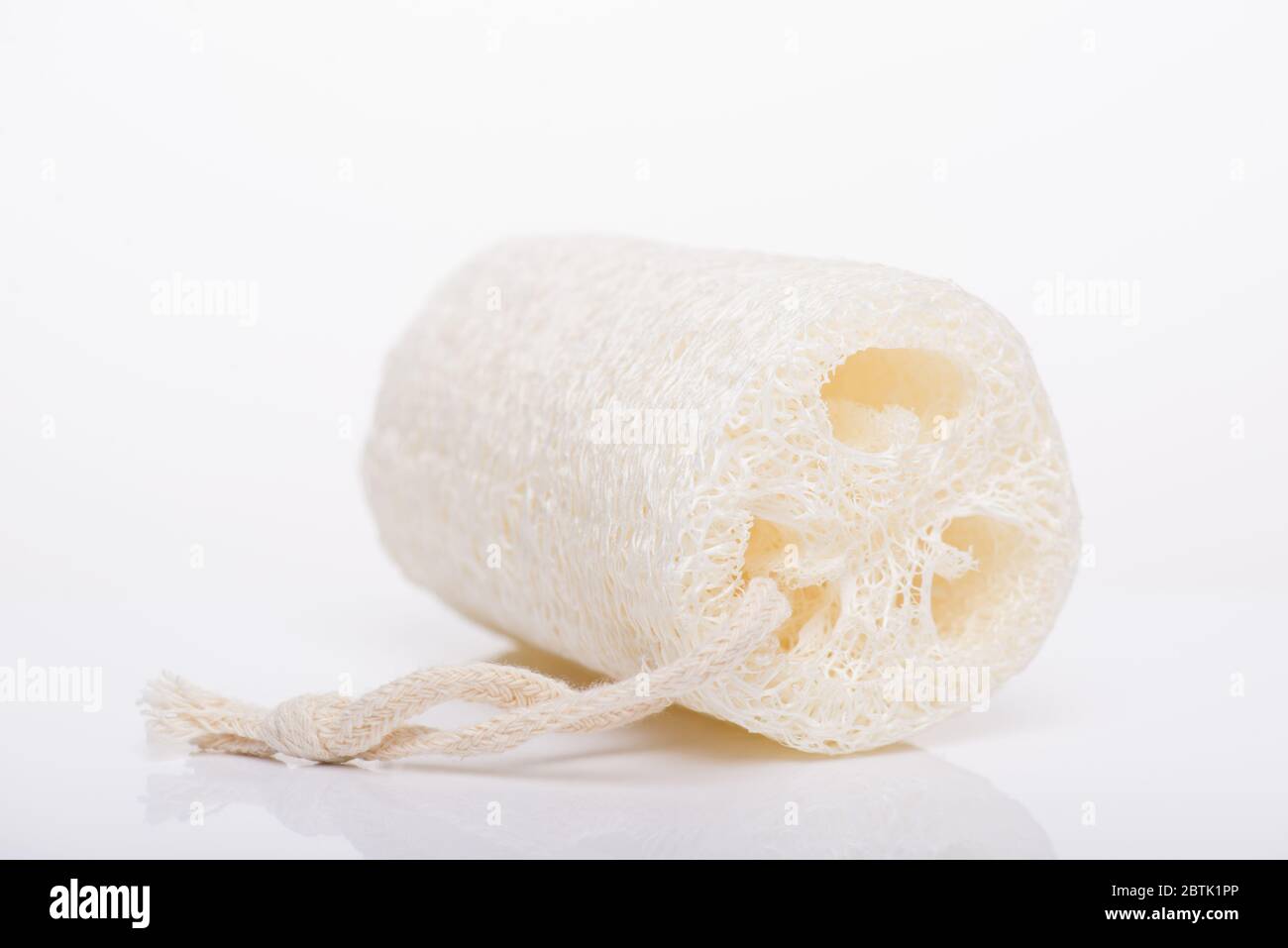 Zero waste concept. Close-up photo of luffa sponge isolated on white ...