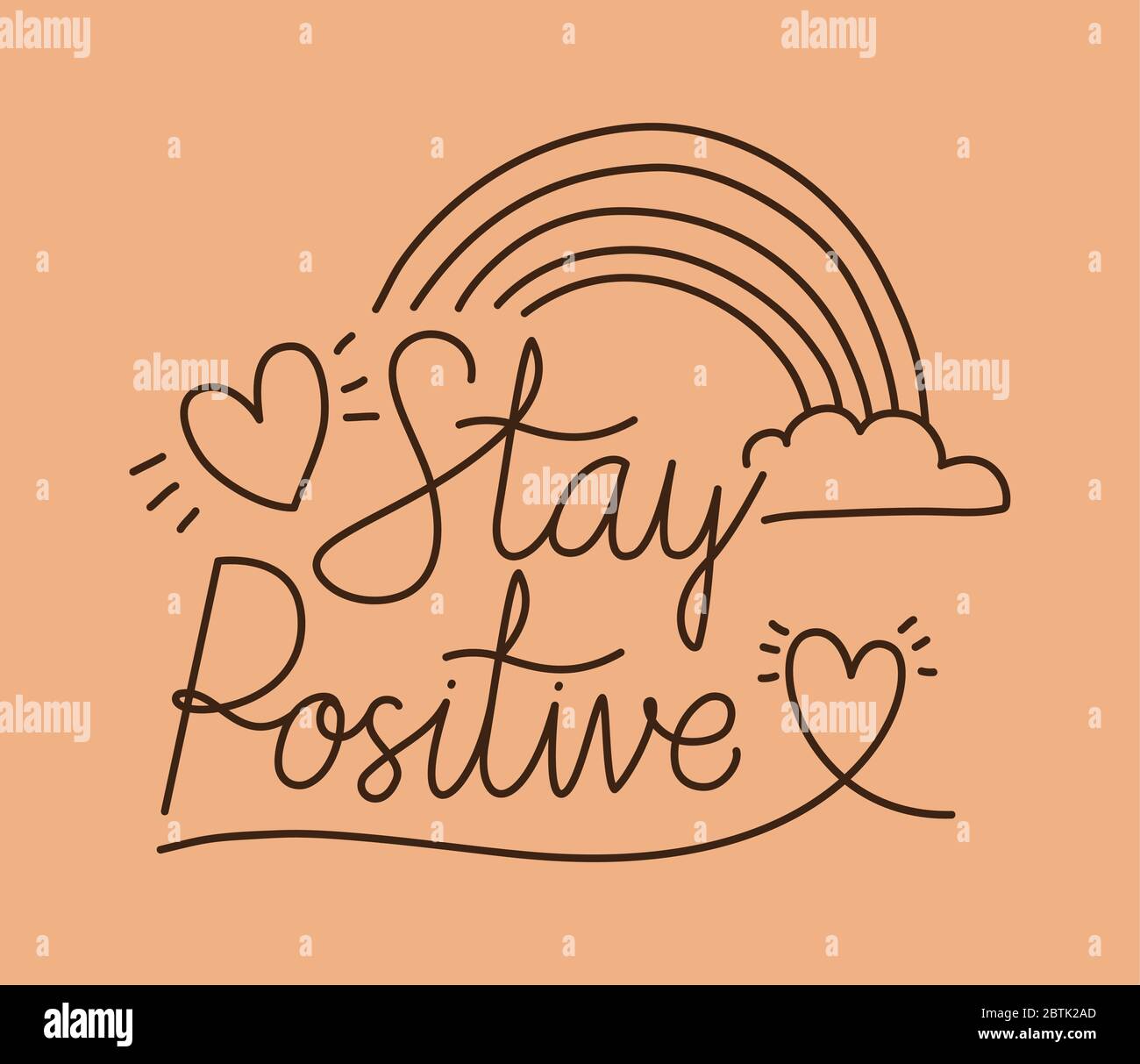Stay positive heart and rainbow with cloud vector design Stock Vector ...