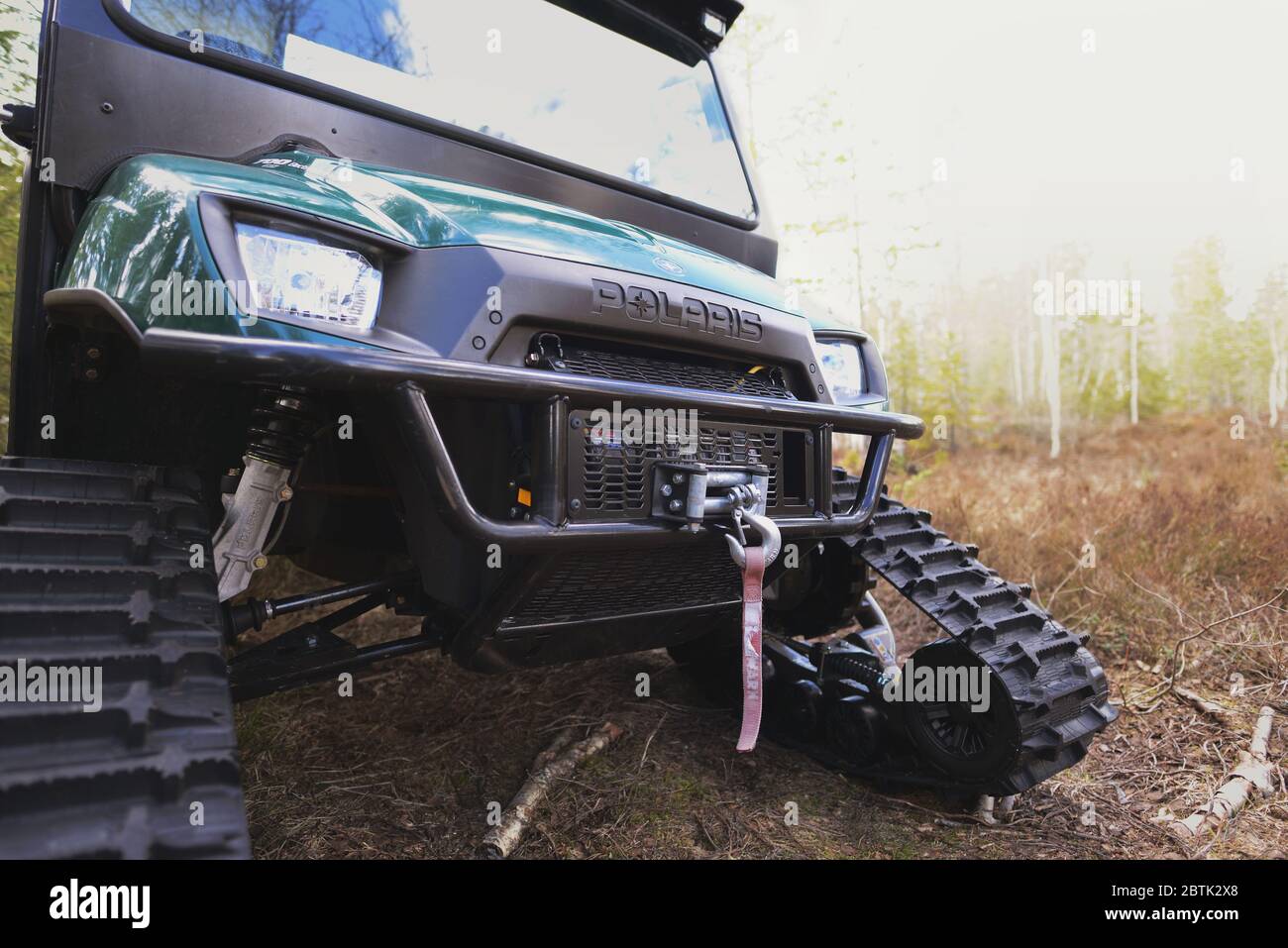 Front view of a Polaris Ranger UTV / ATV with tracks Stock Photo - Alamy