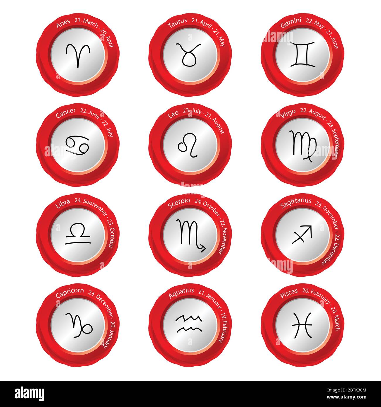 zodiac signs with date and name vector illustration Stock Vector Image ...