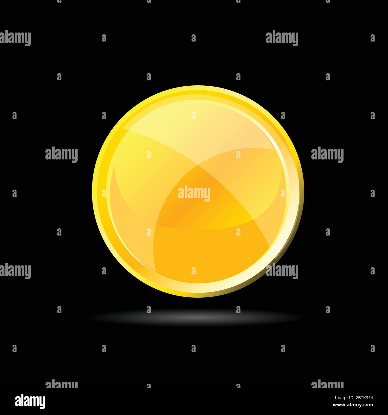 yellow glossy button on black vector illustration Stock Vector Image ...