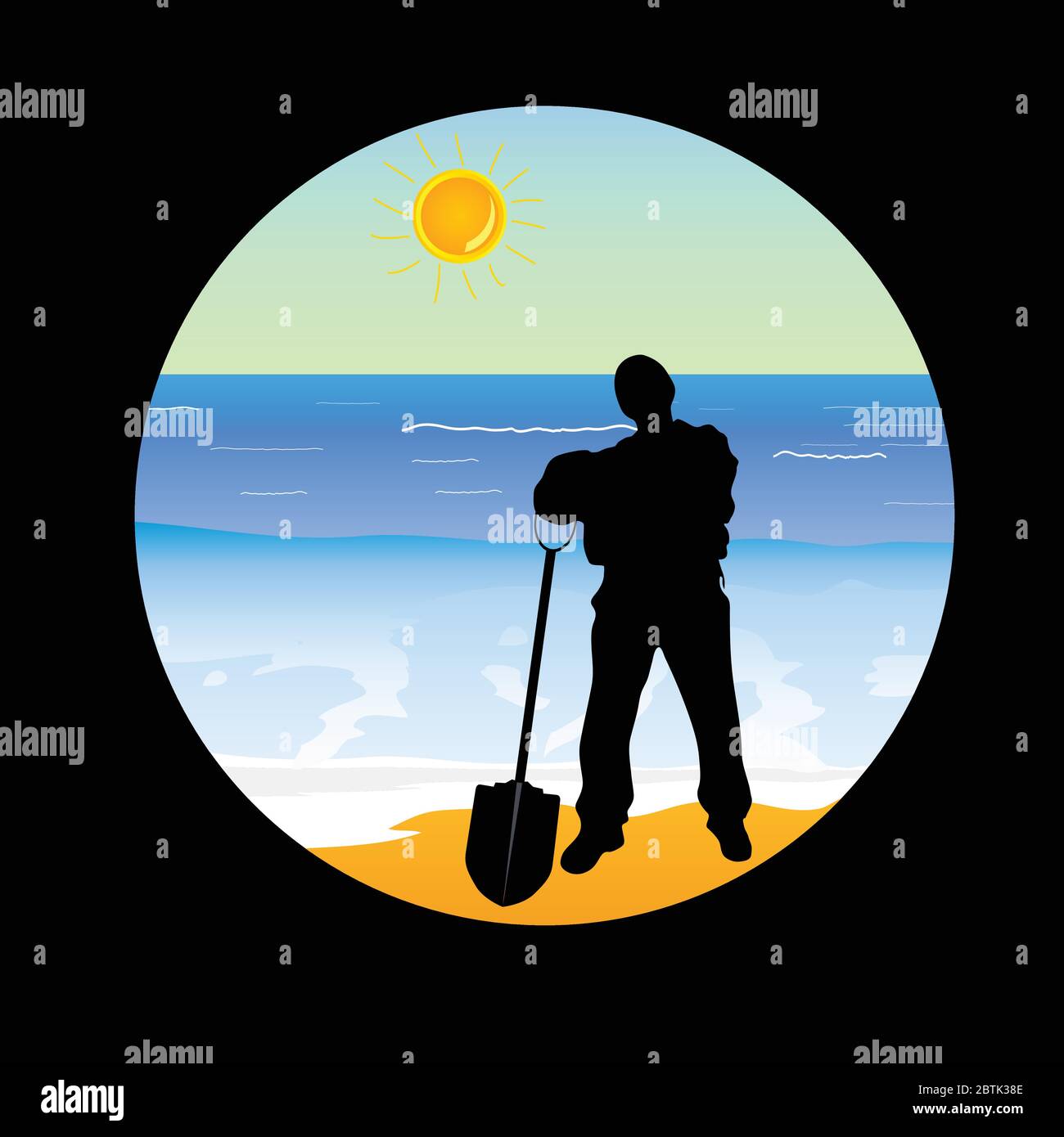 worker on the beach paradise vector illustration part two Stock Vector ...