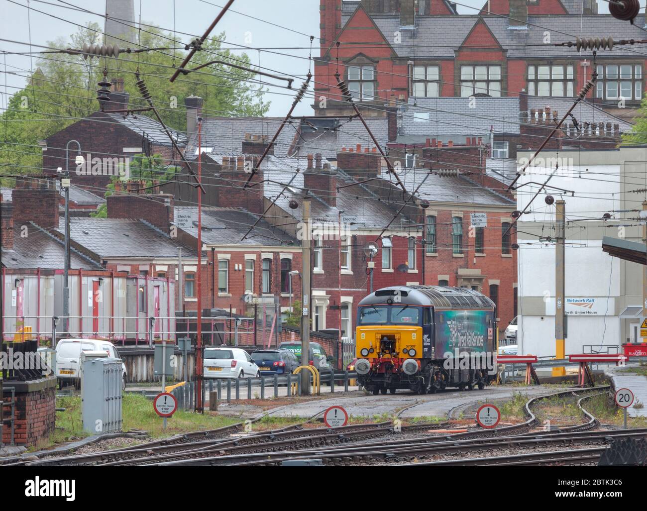 Direct rail Services class 57 locomotive stabled at Preston on the west ...